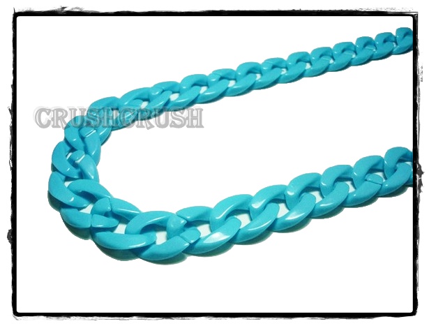 Blue Chunky Chain Plastic Link Necklace Craft Connector 30 Inch A76 on ...