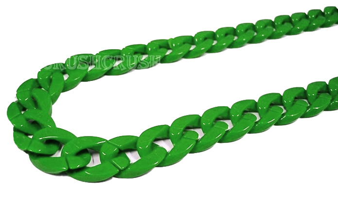 Green Chunky Chain Plastic Link Necklace Craft Diy 30 Inches A63 on Luulla